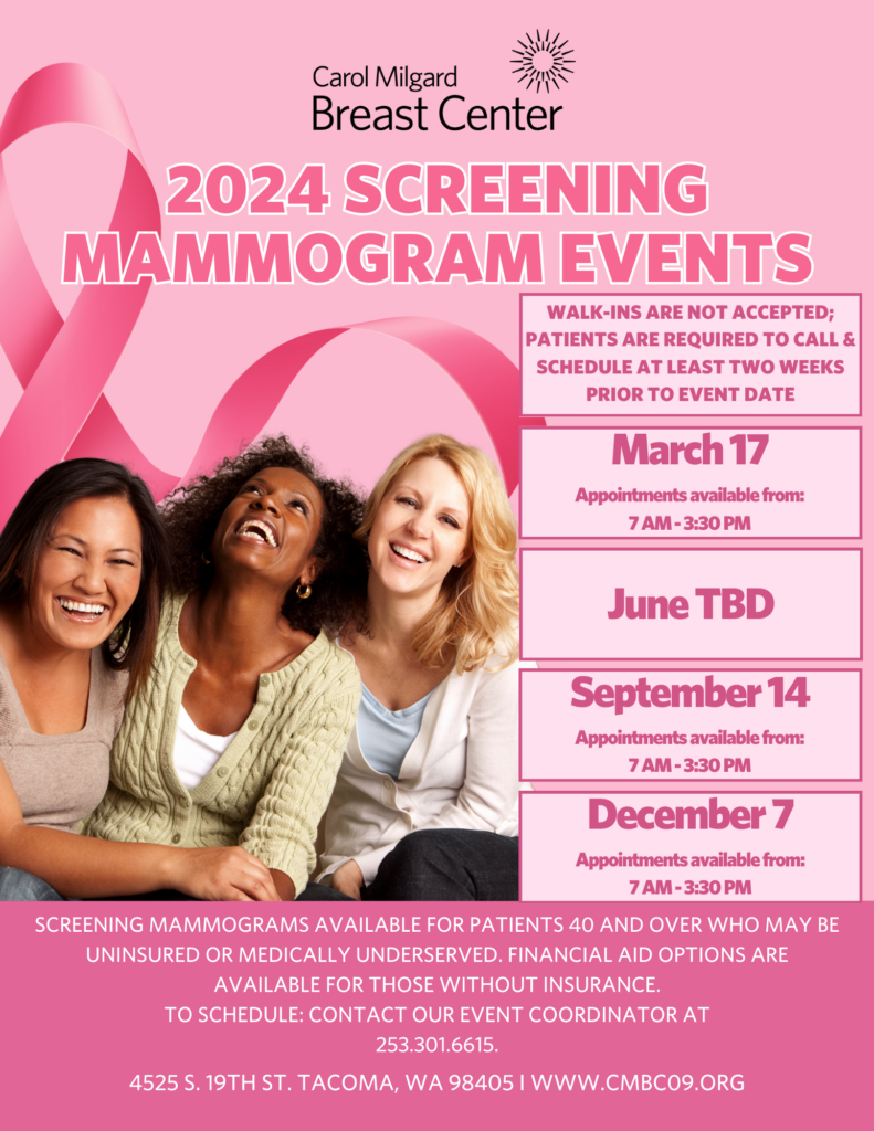 Screening Mammogram Events - Carol Milgard Breast Center